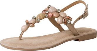 Tamaris Damen Sandalen Zehentrenner Leder Sommer; IVORY COMBINED/beige; 37 EU