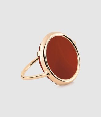 Ginette NY Bague Disc Agate Rouge Or Rose