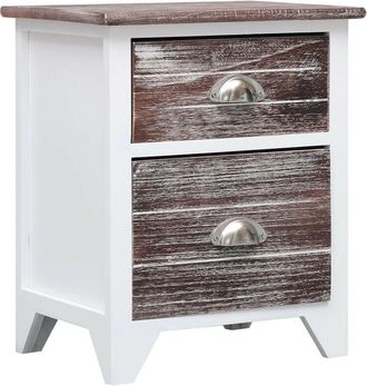 Les Tendances Table de chevet Marron et blanc 38x28x45 Bois de Paulownia