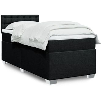 vidaXL Boxspringbett mit Matratze Schwarz 90x200 cm Stoff Vidaxl