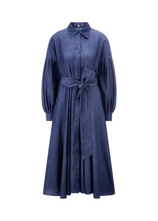 Riani Maxi- Jeanskleid mit Ballon&auml;rmeln