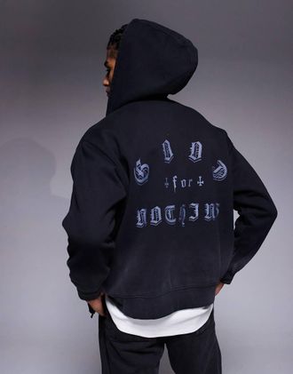 Good For Nothing Sweat à capuche zippé oversize effet spray - Noir