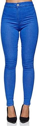 Elara Jean Femme Slim Fit Taille Haute Chunkyrayan H619-16 Black 50 (5XL)