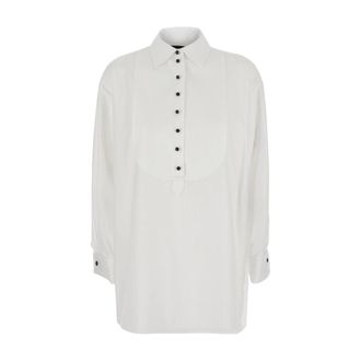 Emporio Armani Baumwollbluse mit Kragen und langen &Auml;rmeln - - Blouses & Shirts - Damen - Wei&szlig; - S
