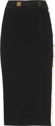 Elisabetta Franchi Femme, Jupes, Noir, Taille: 38 FR Jupe en maille avec bandes en viscose brillante