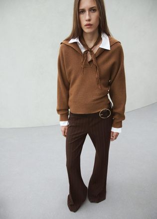 Mango Strickpullover mit V-Ausschnitt tobacco-braun - Damen - XXS - MANGO