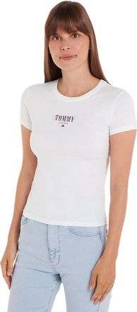 Tommy Jeans Damen T-Shirt Kurzarm Slim Rundhalsausschnitt, Weiß (White), XXL