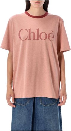 Chlo&eacute; Femme, Tops, Rose, Taille: 36 FR T-shirt oversize &agrave; logo