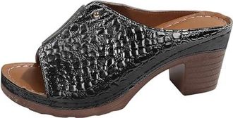 Generic Sandales &agrave; talons pour femme - Bout ouvert - Sandales orthop&eacute;diques &agrave; talon moyen - Antid&eacute;rapantes - Semelles souples - Confortables - Chaussures de m