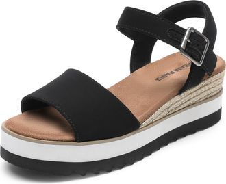 Dream Pairs Damen Espadrilles Sandalen mit offener Zehenpartie elegante Plateau Sandals zum Hineinschlüpfen,Size 36.5,Schwarz,DWUMPS2504