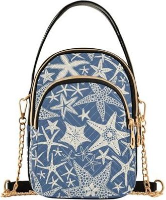 Mnsruu Sac à bandoulière en chaîne pour femme, sac à bandoulière matelassé en forme détoile de mer, sac à main léger pour téléphone portable, sac à main en c