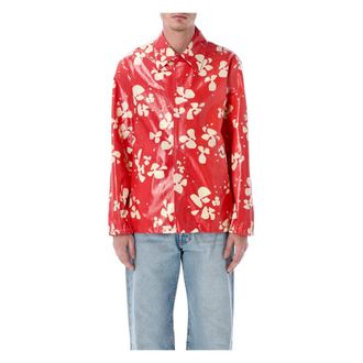 Dries Van Noten Printed Coating Cotton Shirt Jacket - - Jackets - Herren - Rot - M