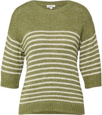 s.Oliver Kurzarmpullover Strickpullover Gestreifter Strickpullover mit 3/4-Arm