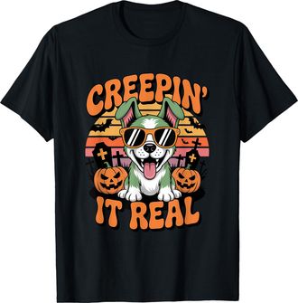 Shinkai Retro Halloween Hund Creepin It Real T-Shirt