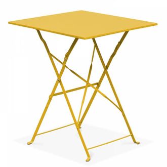 Oviala Oviala - Table de jardin pliante bistrot en acier jaune