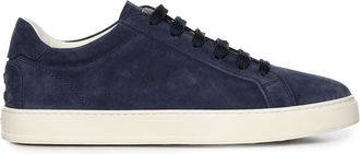 Tod's Homme, Chaussures, Bleu, Taille: 43 1/2 EU Baskets basses en daim &agrave; logo en relief