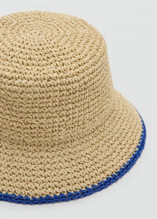Mango Chapeau fibre naturelle bleu - Femme - Taille unique - MANGO