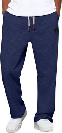 Generic Pantalon de sortie tendance pour homme avec taille &eacute;lastique pour &eacute;v&eacute;nements sociaux Coupe droite Confortable Pantalon d&eacute;contract&eacute;, noir fonc&eacute;, XXL