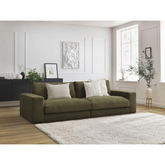 BOBOCHIC Bobochic - Canap&eacute; droit fixe 3 places compact leonard tissu textur&eacute; Vert