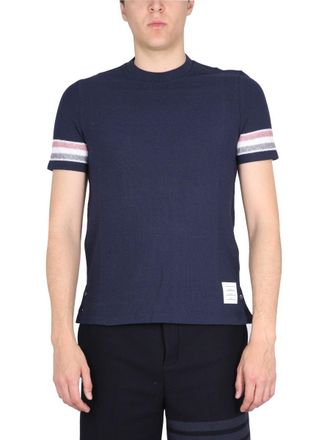 Thom Browne Striped Cotton T-Shirt - Blue