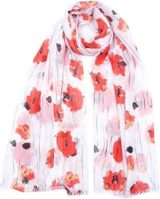 GFM Foulard &agrave; imprim&eacute; fleurs de coquelicot ou &eacute;charpe style pashmina - Jour du Souvenir, L