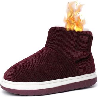 Generic Bottines Hiver Femme Hommes Chaussons de Neige Fourr&eacute;es Chaudes Pantoufles Fermeture R&eacute;glable Snow Boots Chaussures Antid&eacute;rapantes Women Wine Red 36