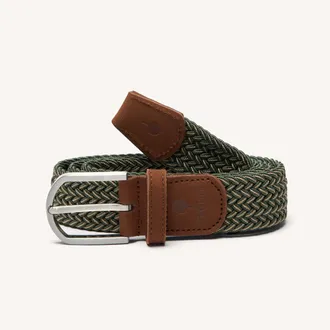 Faguo Ceinture tress&eacute;e kaki, &eacute;cru et camel