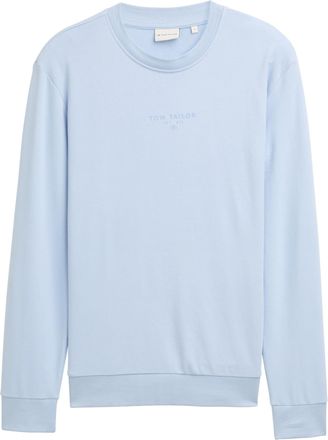 Tom Tailor Herren 1047784 Crewneck Sweatshirt mit Logo-Print, 13302-Light Metal Blue, 3XL