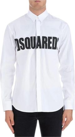 Dsquared2 Homme, Chemises, Blanc, Taille: M Chemise &agrave; Logo Imprim&eacute;