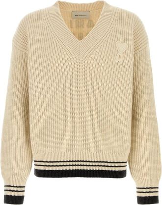 Ami Homme, Pulls, Beige, Taille: L De Coeur Pull Col V