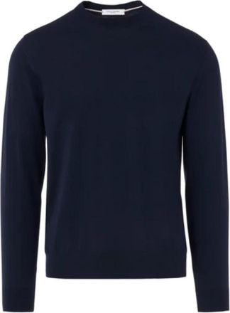 Paolo Pecora Homme, Pulls, Bleu, Taille: M Pullover Girocollo in puro Cotone