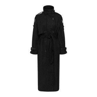 Gestuz Gestreifter Trenchcoat - - Coats - Damen - Schwarzk - S