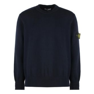 Stone Island Homme, Pulls, Bleu, Taille: XL Compass Patch Crewneck Sweater
