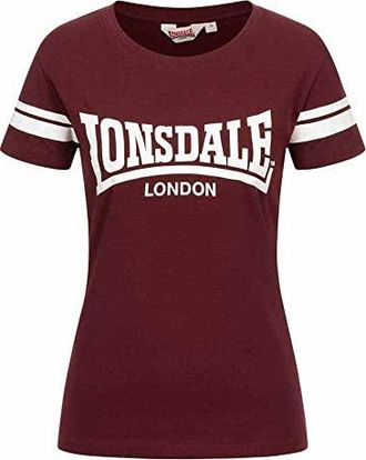 Lonsdale Killegray T-Shirt Loisirs, Oxblood/Blanc, XXL Femme