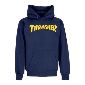 Thrasher Logo Print Navy Hoodie - - Sweatshirts & Hoodies - Herren - Blau - S