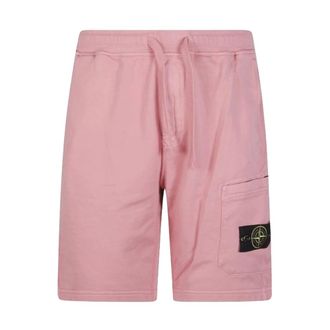 Stone Island Cotton Fleece Shorts - Homme - Shorts - Rose - Taille: S