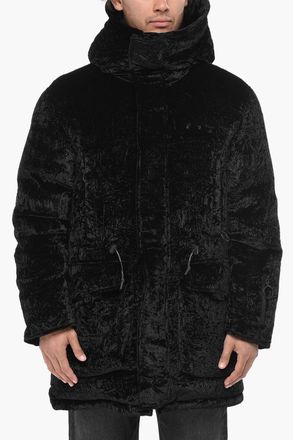 Off-white Padded Velour Jacket With Drawstring Waist Off-White