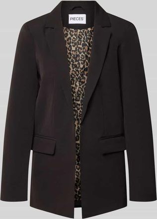 Pieces Regular Fit Longblazer mit Leo-Innenmuster Modell BOZZY
