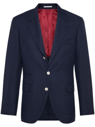 Brunello Cucinelli blazer en laine &agrave; simple boutonnage - Bleu