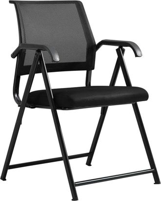 Generic Klappbarer, ergonomischer B&uuml;rostuhl mit Netzr&uuml;ckenlehne und gepolsterten Armlehnen - bequemer Schreibtischstuhl f&uuml;r kleine R&auml;ume