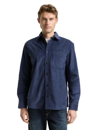 Tom Tailor Herren 1048441 Comfort Fit Cordhemd mit Brusttasche, 28061-Ocean Blue, 3XL