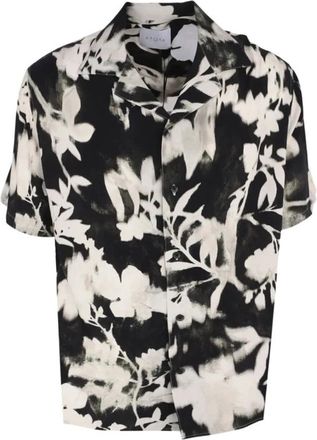 Ga&euml;lle Paris Homme, Chemises, Noir, Taille: L Chemise Florale &agrave; Manches Courtes