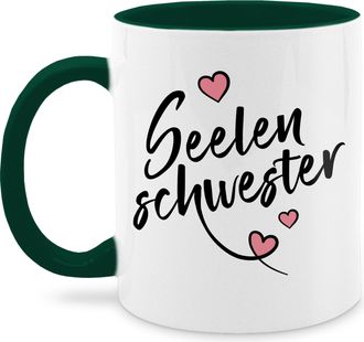 Shirtracer Tasse Tassen 325ml - Statement Sprüche - Seelenschwester - 325 ml - Dunkelgrün - spruchtasse sarkasmus sister kaffeetasse spruchtassen spruch teetasse