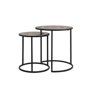 Light & Living Beistelltisch Kome - Schwarz/Antik Bronze - Ø50cm - Rund - Metall - Couchtisch - Sofatisch - Kleiner Tisch für Wohnzimmer & Schlafzimmer