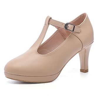 Dadawen Mary Jane Femme Classique lani&egrave;re en t Confort Escarpin Plate-Forme Beige 39