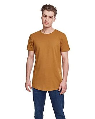 Urban Classics Shaped Long Tee Manches Courtes Ourlet Arrondi Col Rond Basique Streetwear Minimaliste 100% Coton Jersey Homme, Marron (Color nut), Taille 5XL pour