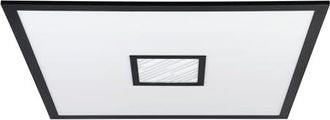 Eglo LED Deckenleuchte Bordonara, dimmbare Deckenlampe mit Fernbedienung, quadratische Deckenbeleuchtung aus Metall in Schwarz und Kunststoff in Weiß, warm