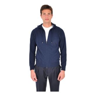 Herno Homme, Pulls, Bleu, Taille: 2XL Cardigan en cachemire avec capuche