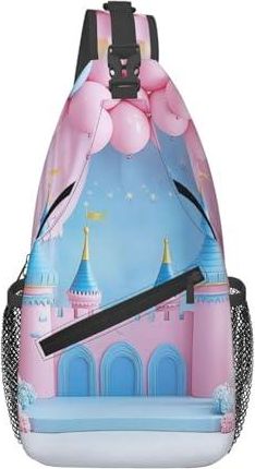 Generic Sac &agrave; dos de voyage &agrave; bandouli&egrave;re avec motif ch&acirc;teaux et fleurs pour homme