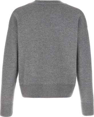 Ami Wool and Cashmere with Puff Logo Patch Sweater - Gray